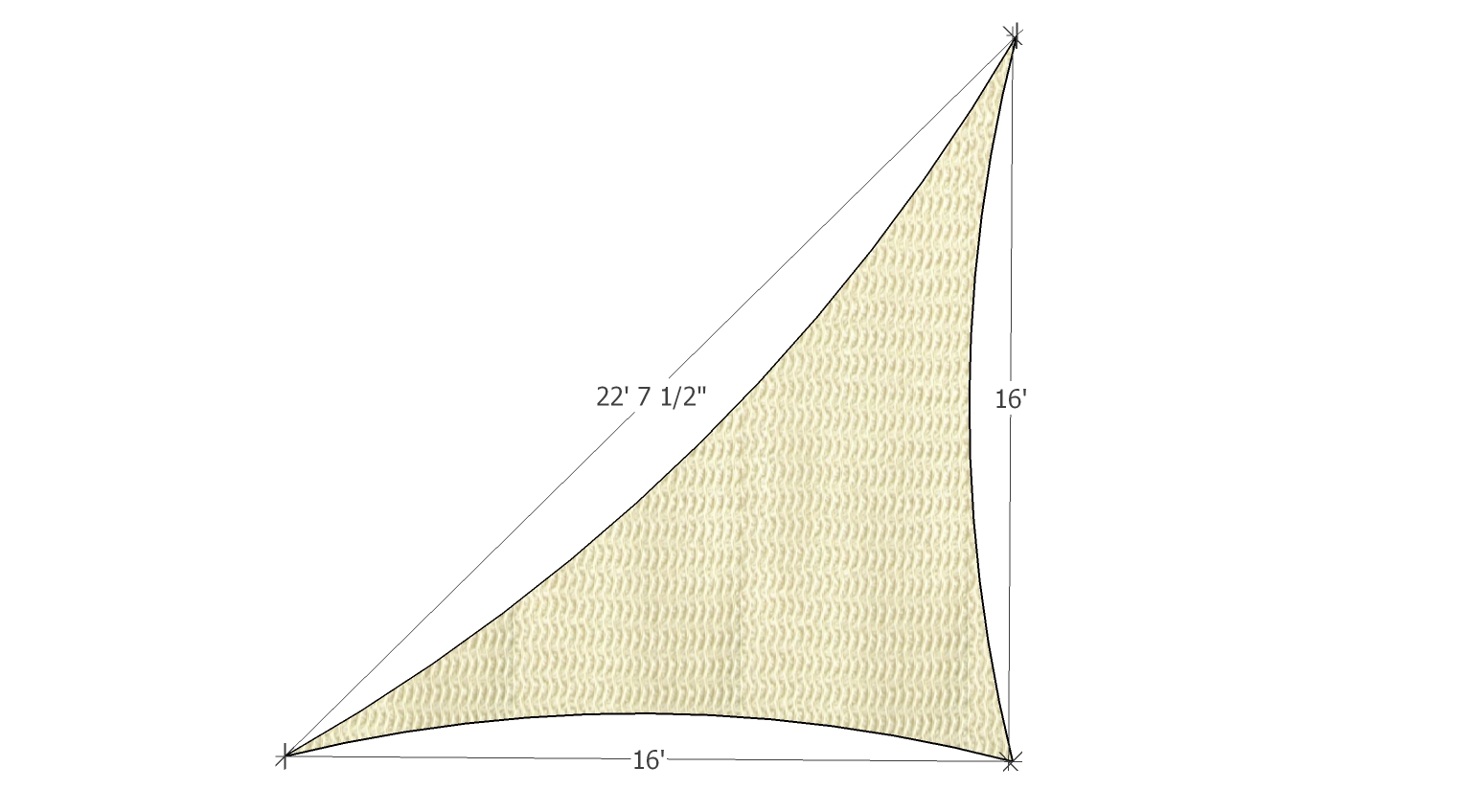 DIY Triangle Shade Sail 16' by 16' by 22' 7 1/2" | ArchiFab USA